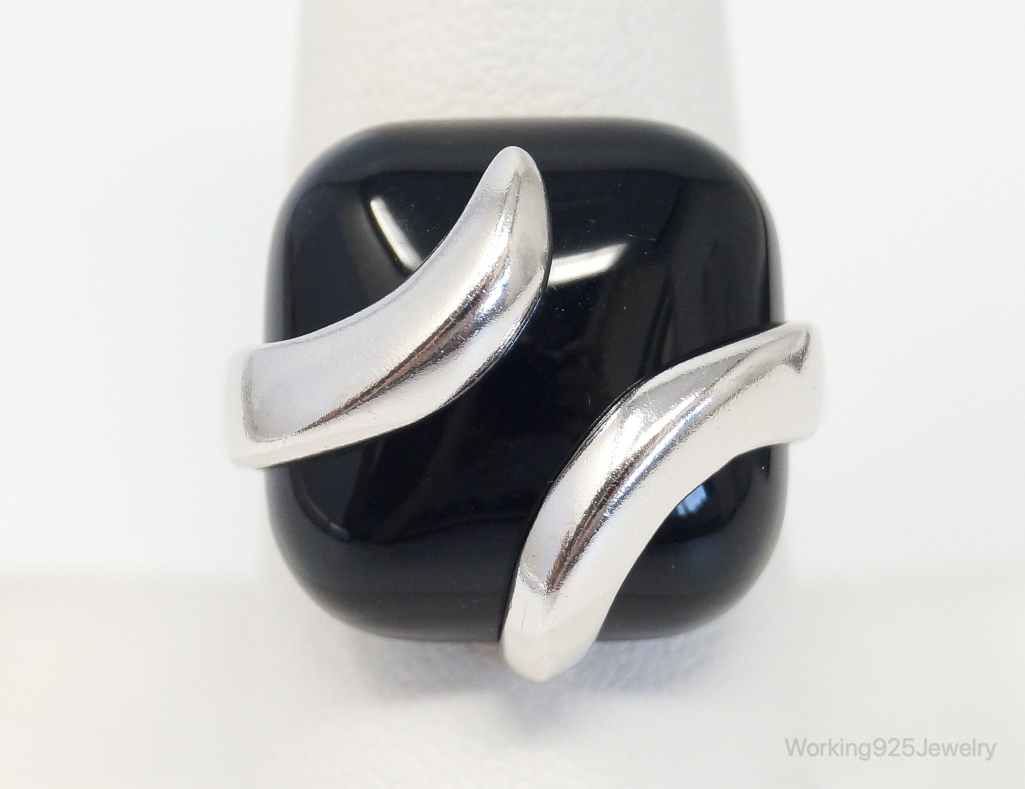 Vintage FAS Black Onyx Sterling Silver Ring | Working 925 Jewelry